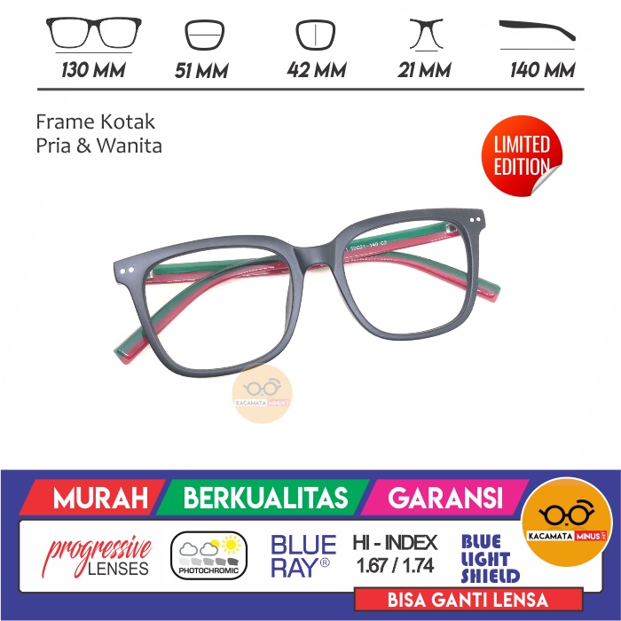Jual Kacamata Minus KM115 Frame Kotak - Kacamata Retro Kotak Besar ...