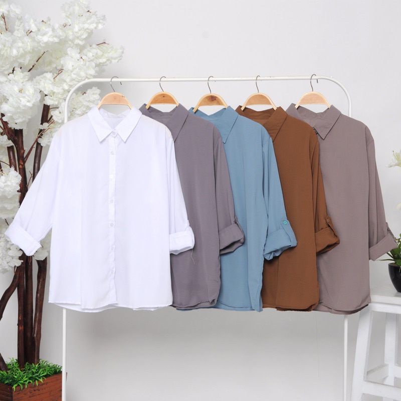 Jual Fzl -Kemeja polos Rayon Casual/ Tangan Skoder /lengan panjang ...