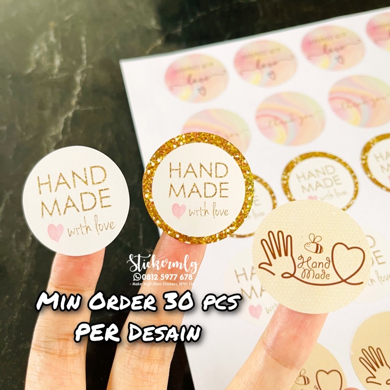 Jual STICKER UCAPAN HANDMADE WITH LOVE THANK YOU 010 | Shopee Indonesia