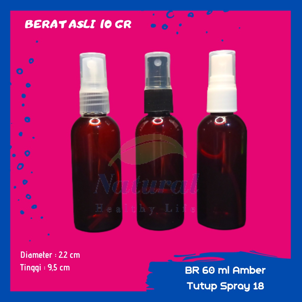 Jual Botol 60ml Amber Cokelat Tutup Spray Mist Neck 18 Bahan PET BR ...