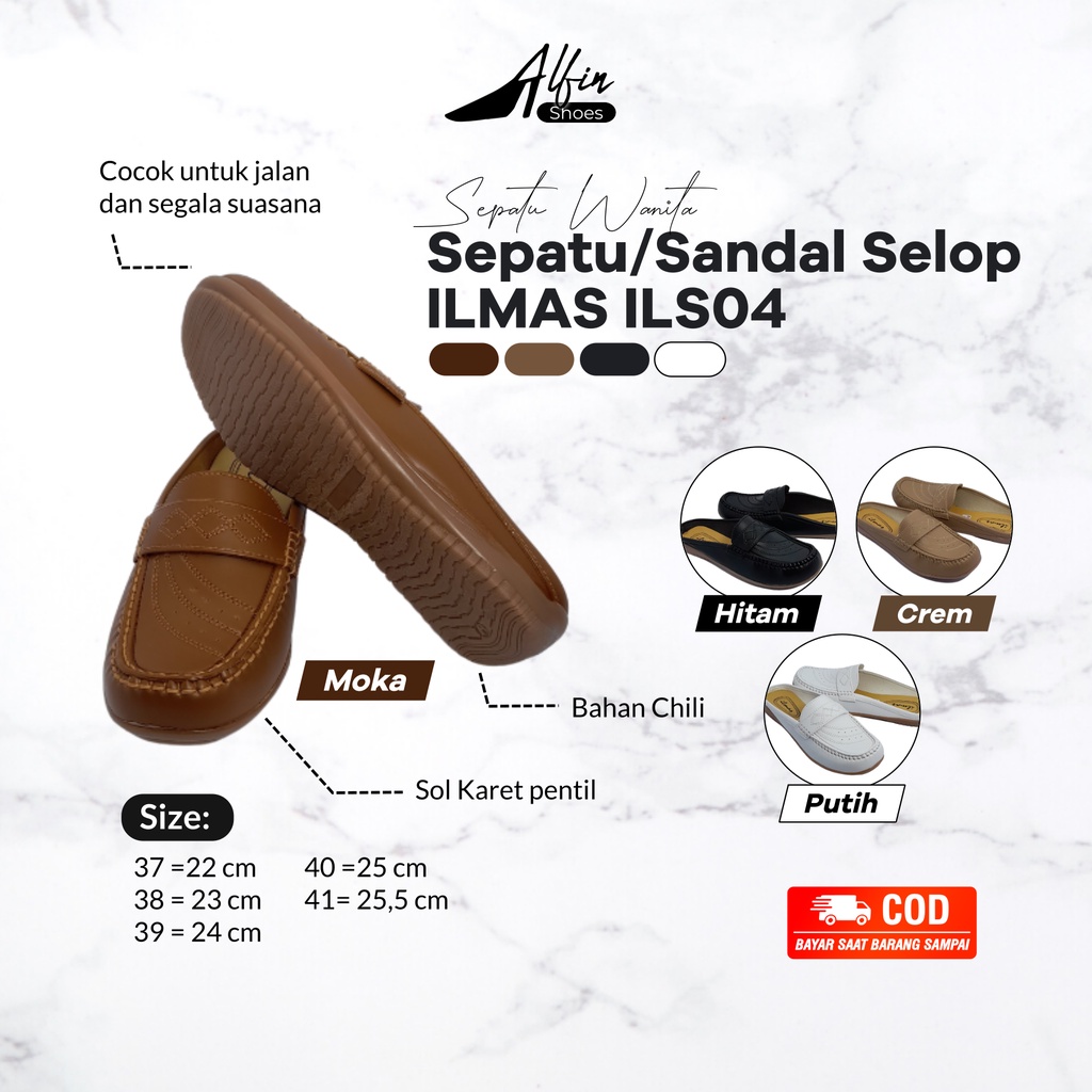 Jual Sepatu Slop ILS 04 Wanita Kerja Formal Kantor Pantofel Work Shoes ...
