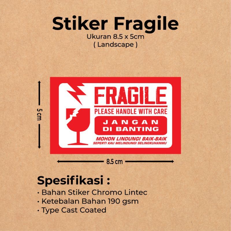 Jual Sticker Fragile / Stiker jangan dibanting / Label barang pecah ...