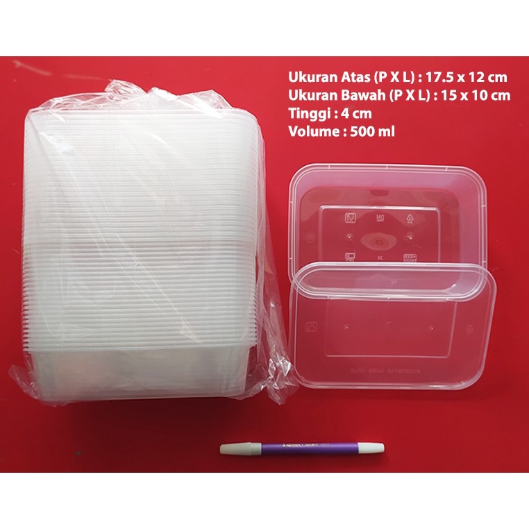 Jual Food Container Kotak Plastik Persegi Panjang Thinwall 500 ml (25 ...