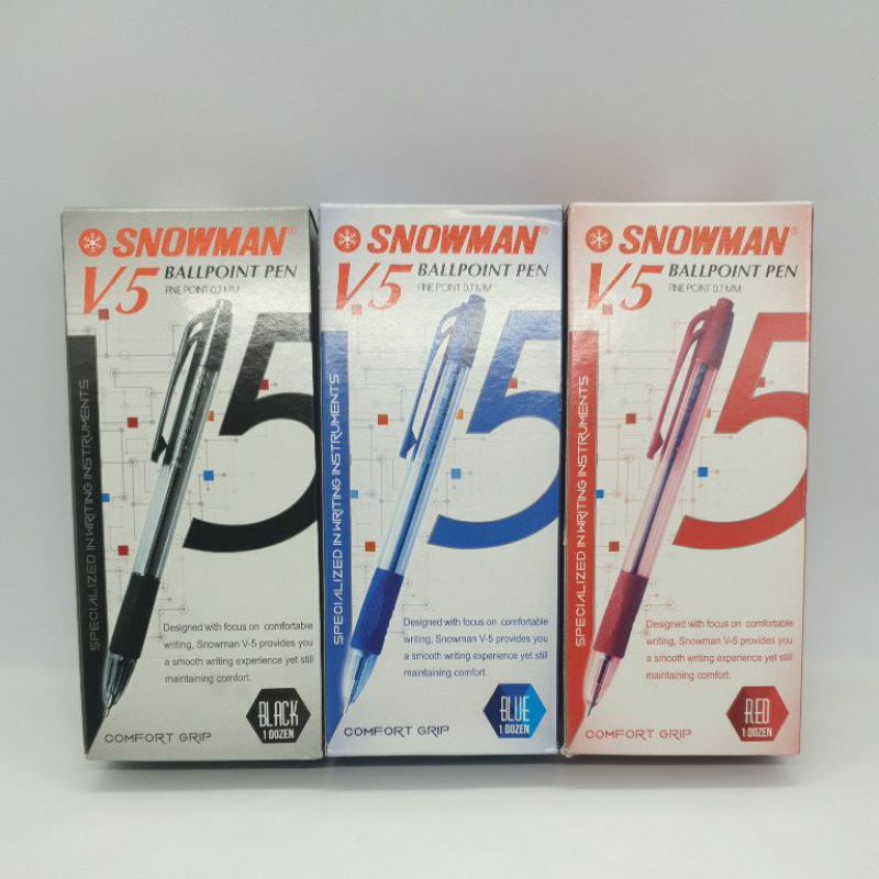Jual ballpoint / pulpen / pen snowman V5 0.7 hitam biru merah | Shopee Indonesia