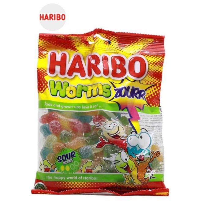 Jual Permen Haribo WORM ZOURR 80gr Gummy Jelly Yupi Candy | Shopee ...