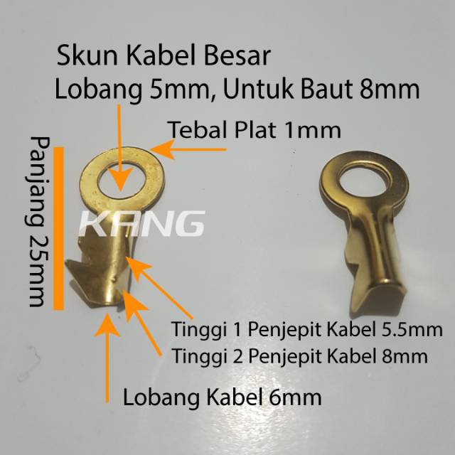 Jual Skun Sekun Terminal Ring Bulat Kuningan Lobang 5mm Baut 8mm Kabel ...