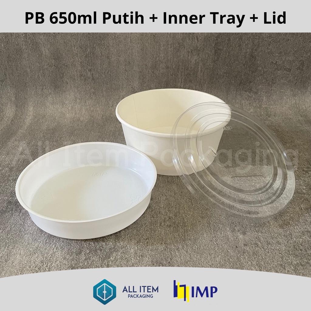 Jual Paper Bowl 23 Oz / 650ml + Inner Tray + Lid @50 Pcs COMBINE ...