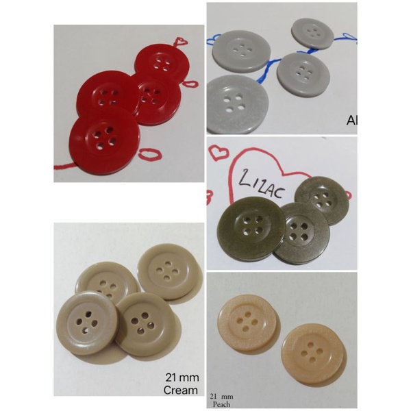 Jual (12 Biji) KANCING BAJU PLASTIK WARNA UKURAN 21 MM | Shopee Indonesia