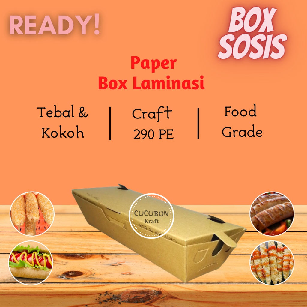 Jual Box Sosis Bakar / Dus Sosis / Tempat Sosis / Lunch Box Paper ...