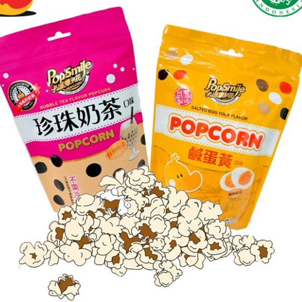 Jual Pop Smile PopCorn Rasa Bubble Tea / Salted Egg Yolk 80gr Pop Corn ...
