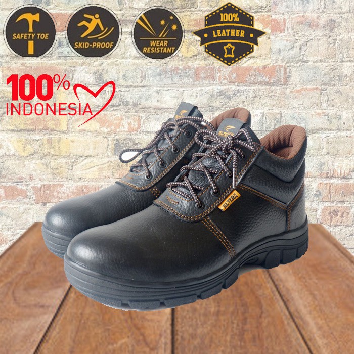 Jual (COD) Sepatu Safety SNI KULIT UJUNG BESI ORIGINAL LOKAL 100% ...