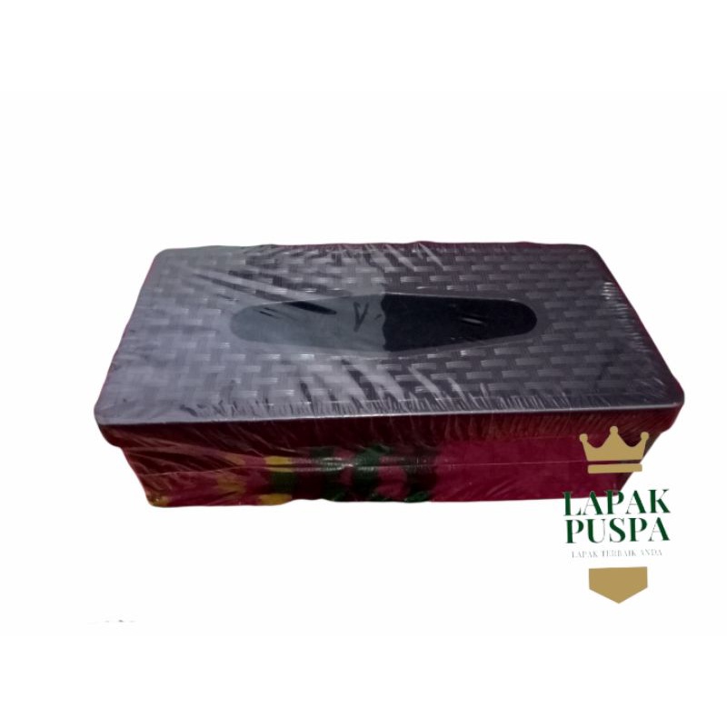 Jual tempat kotak box tisu tissue plastik motif rotan persegi panjang ...