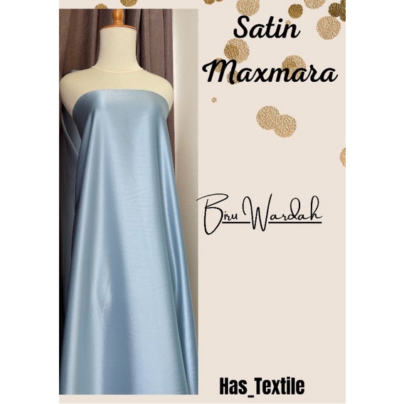 Jual Kain Satin Maxmaaraa original Pure silk 100% Warna Blue Biru ...