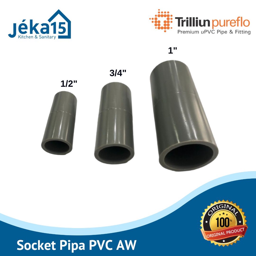 Jual Socket PVC AW | Soket Pipa Polos | Sok| Shock PVC 1/2 inch 1 Inch ...