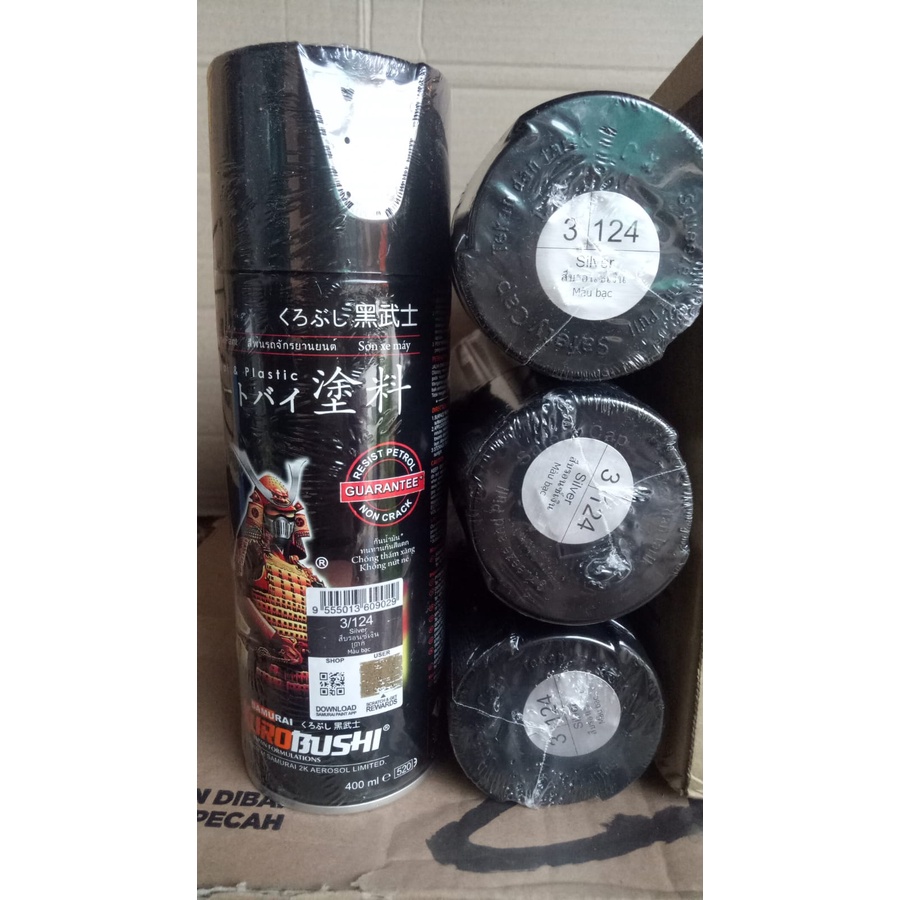 Jual cat semprot samurai pilok pilox samurai silver 124 400ml silper silfer warna besi | Shopee ...