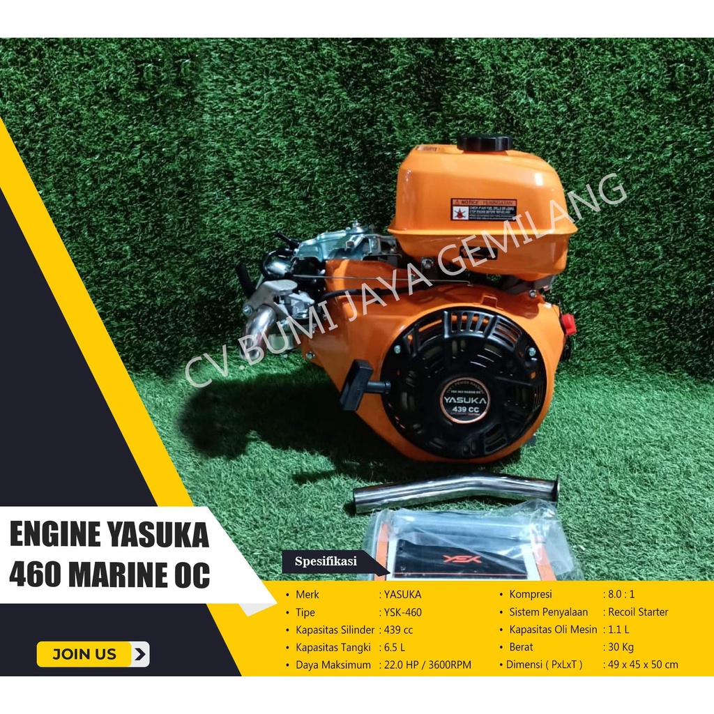 Jual MESIN PENGGERAK SERBAGUNA / ENGINE YASUKA 460 MARINE OC | Shopee ...