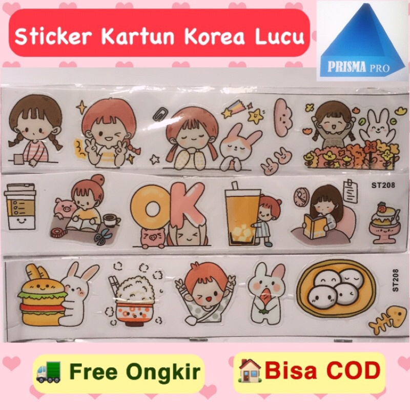 Jual Sticker Kartun Korea Cute Girl Stiker Animal Hewan Tempelan HP ...