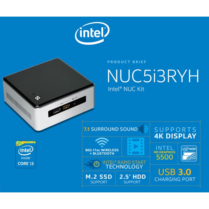 Jual Mini PC Intel NUC Kit NUC5i3RYHS i3-5005U Version RAM 8GB SSD ...