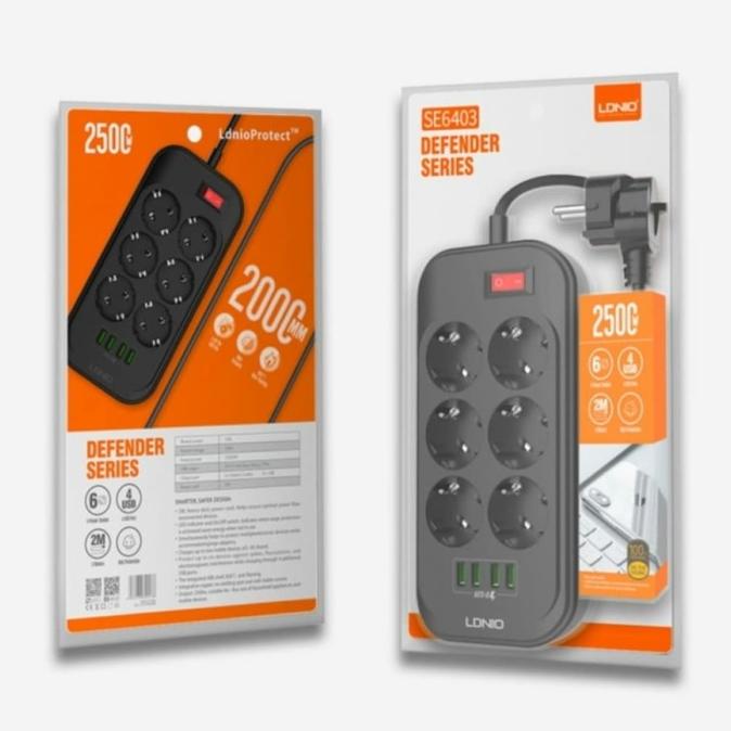 Jual Stop Kontak LDNIO SE6403 6 Power Socket + 4 USB Port 6 Lubang Dan 4USB | Shopee Indonesia