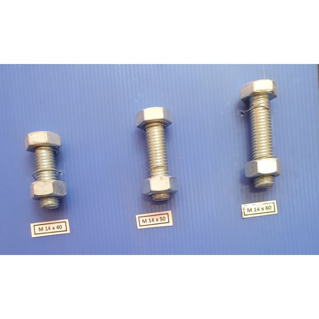 Jual Baut Mur Galvanis M14 x 40 / 50 / 60 Hex Bolt Nut M14x40 M14x50 ...