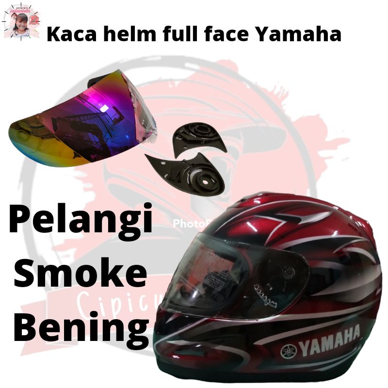 Jual kaca helm Yamaha Full FACE pelangi smoke bening + rachet sesuai di ...