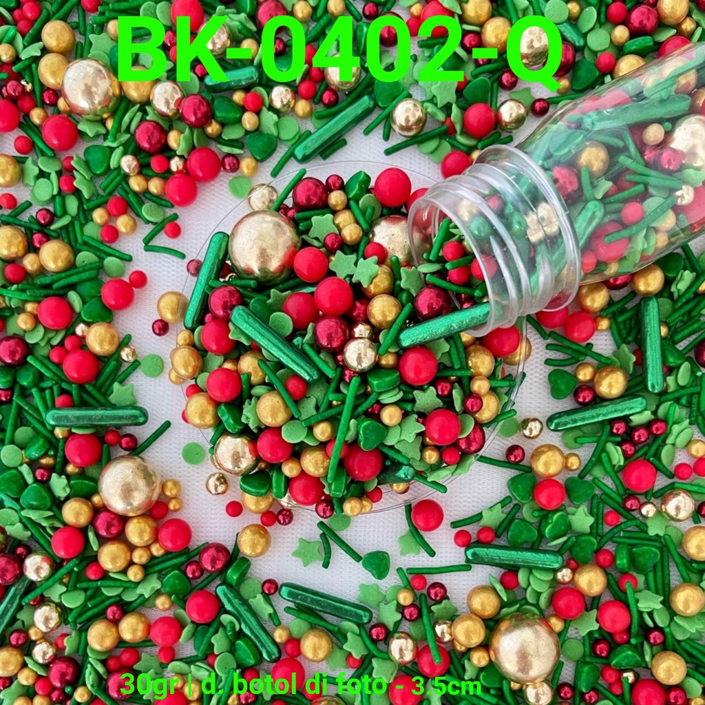 Jual GR-BK-0402 Trimit springkel sprinkles 30gr mutiara rainbow merah ...