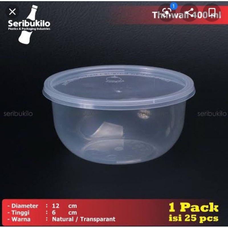 Jual Thinwall 400 Ml Thinwall Bulat 400 Ml Box Food Container Box ...