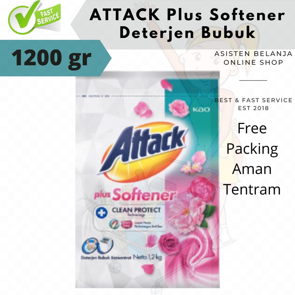 Jual ATTACK Plus Softener Clean Action 1,2 Kg 1200 gr Detergen Bubuk 1200gram 1.2Kg | Shopee ...