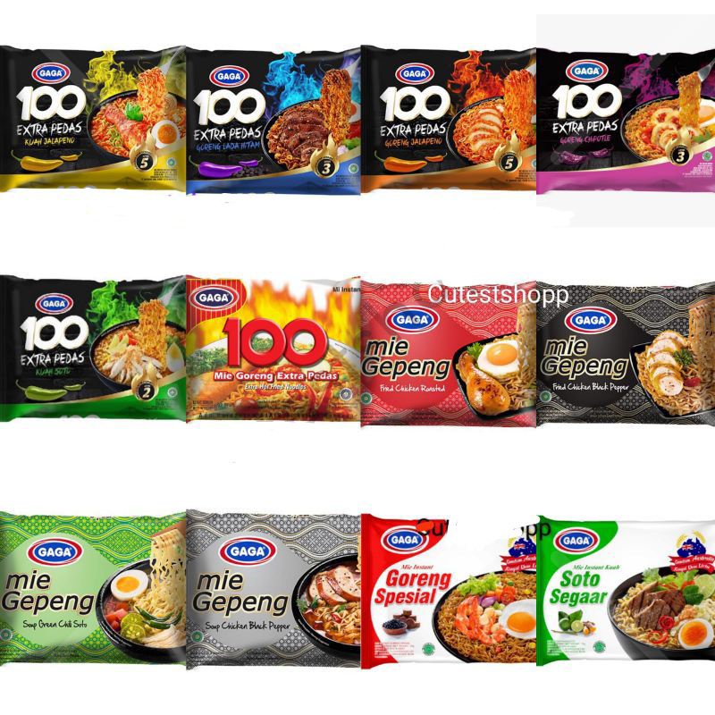 Jual MIE GAGA 100 EXTRA PEDAS MIE GEPENG | Shopee Indonesia