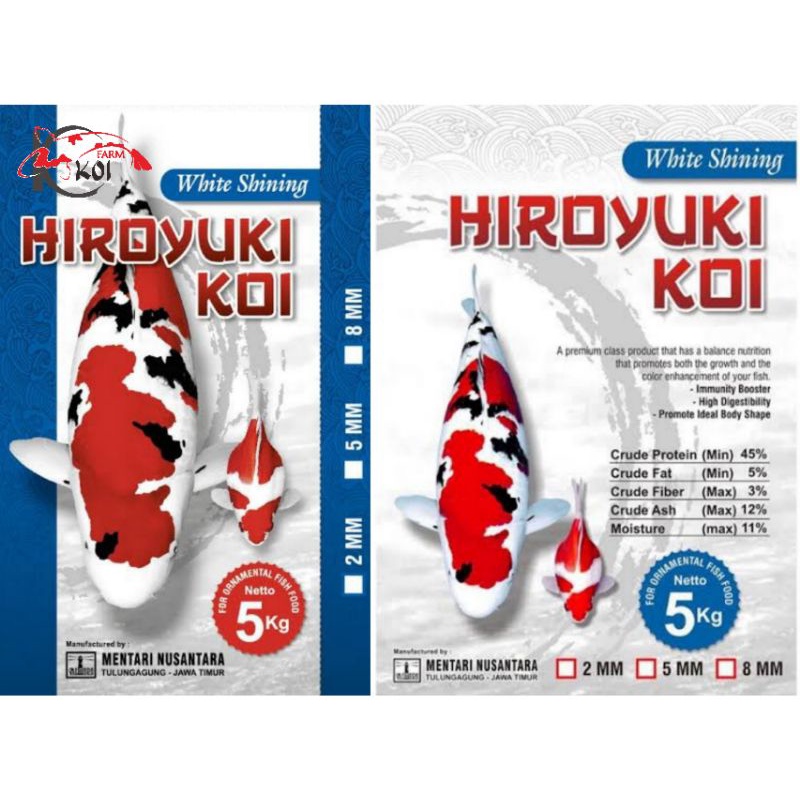 Jual pakan/pelet ikan koi HIROYUKI WHITE SHINING 1 sak isi 5kg ukuran M=5mm | Shopee Indonesia
