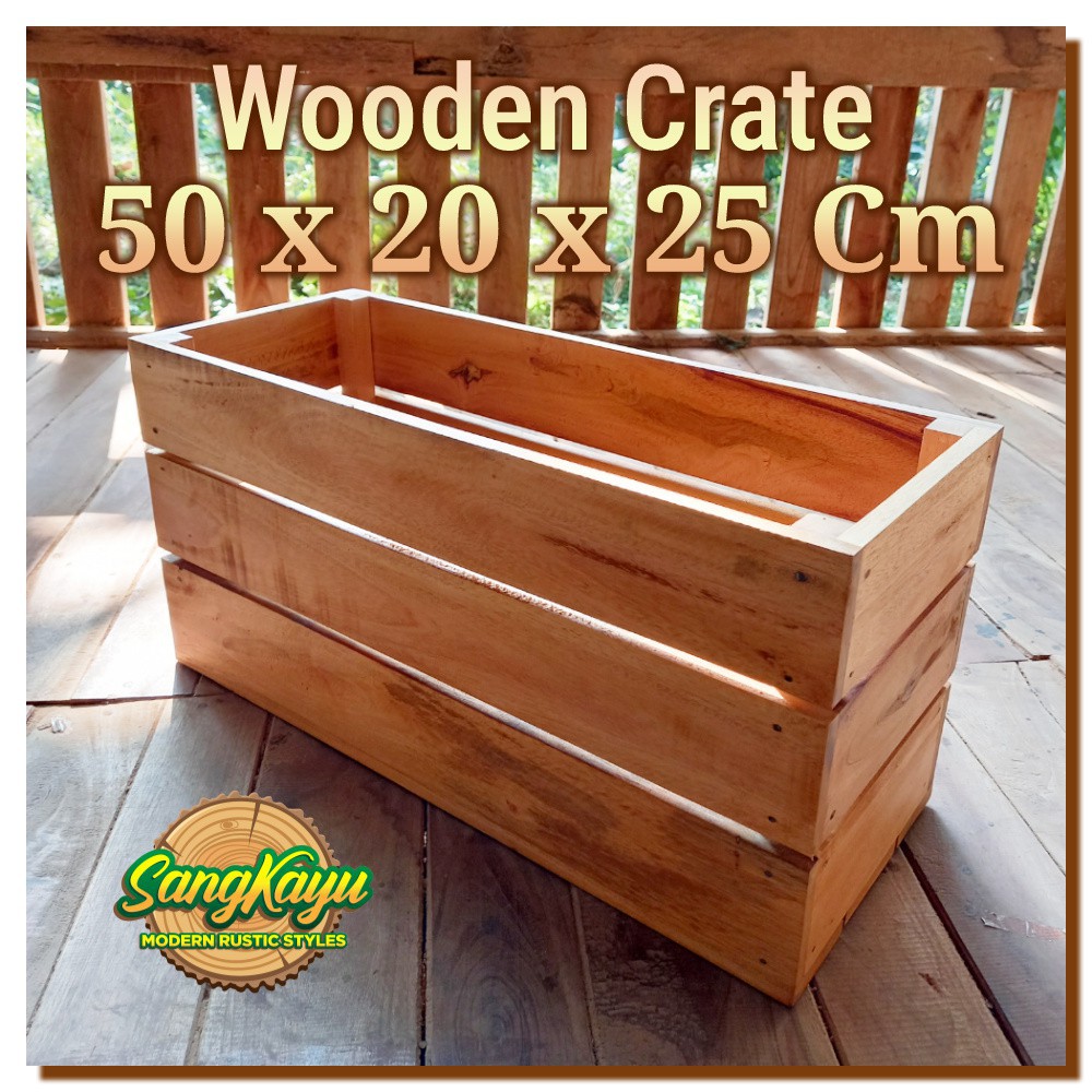 Jual Wooden crate 50x20x25cm tempat penyimpanan kayu kotak wooden ...
