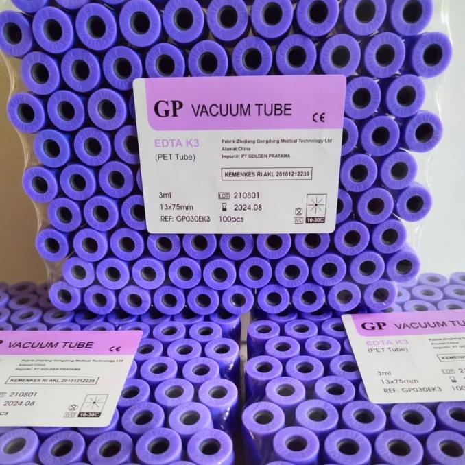 Jual Tabung Edta K3 3 Ml Plastik Pet Gp 100 Pcs/Box | Shopee Indonesia