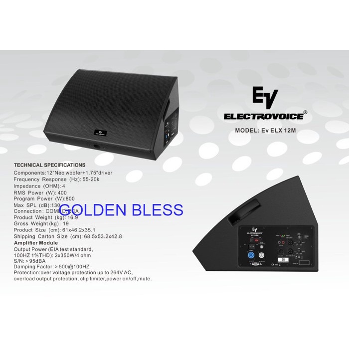 Jual Speaker Active Electrovoice EV ELX 12M ELX12M 12 inch monitor ...