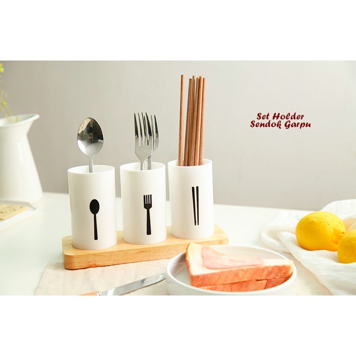 Jual TEMPAT SENDOK DAN GARPU UNIK / WADAH KAYU SENDOK GARPU MODEL ...