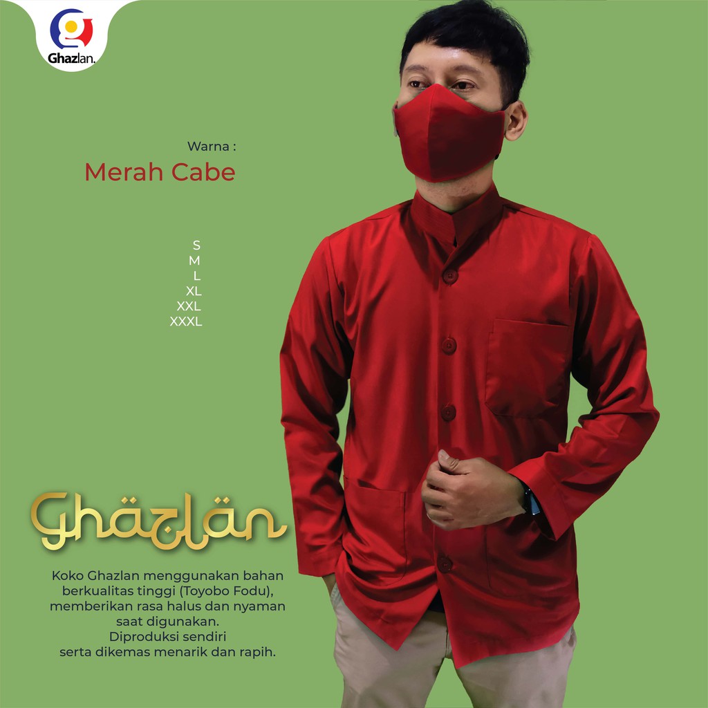 Jual Baju Koko Pria Dewasa Habibah - Haibah - Santri Toyobo Warna Merah ...