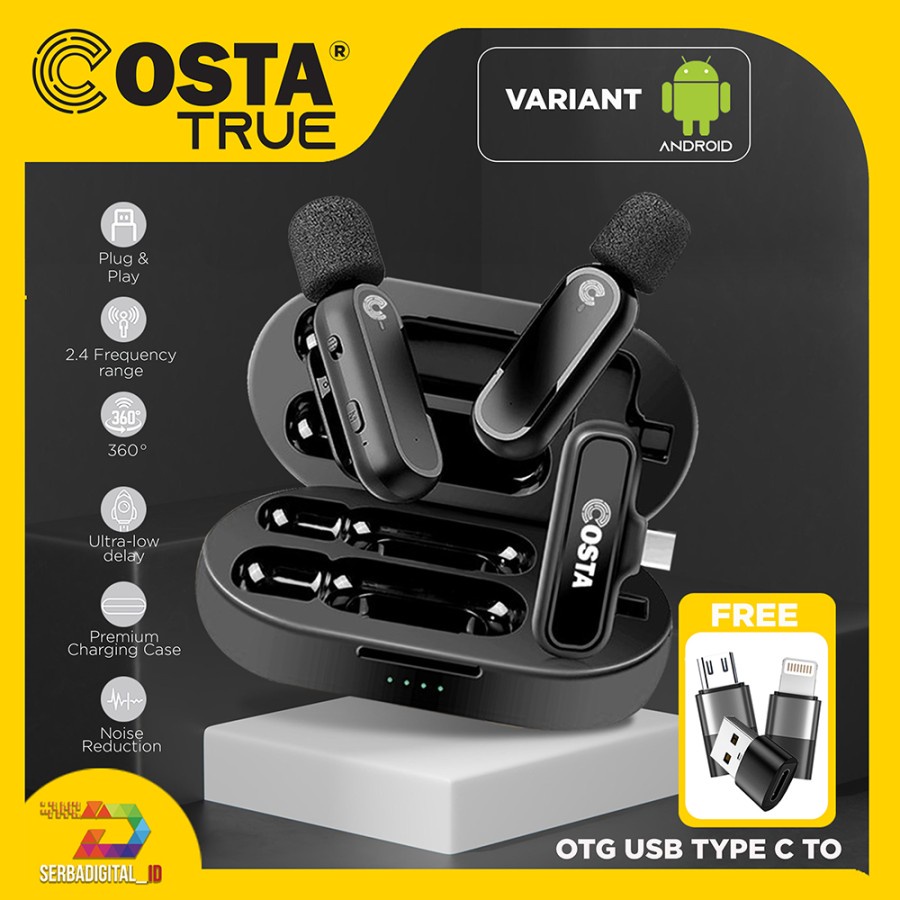 Jual COSTA True Dual TX Wireless Mic Super Lavalier Clip On Smart Phone ...
