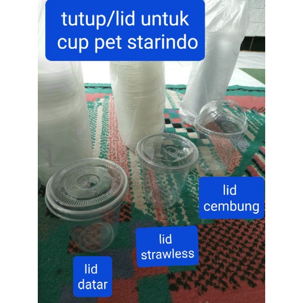 Jual #ECR# HARGA TURUN, tutup / lid PET datar, Cembung dan Strawless ...