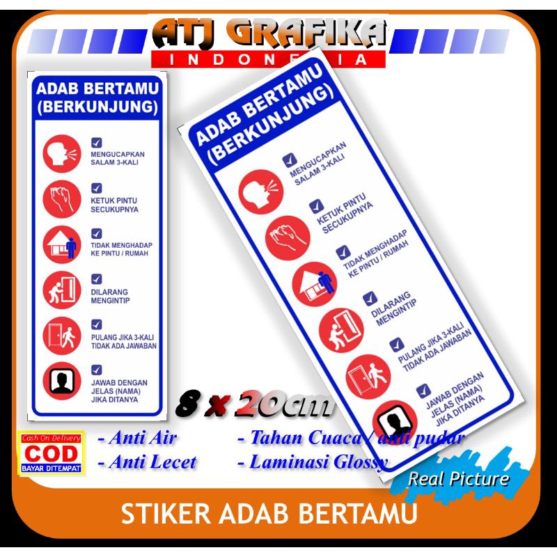 Jual Stiker adab bertamu datang sticker pintu pagar rumah toko kantor ...