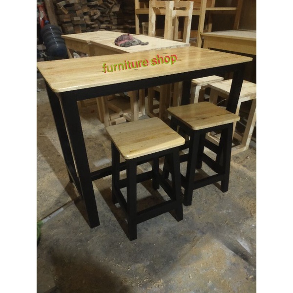 Jual JTR meja makan 2 kursi set meja cafe bahan kayu Pinus/jati Belanda dari ukuran 80×45×75cm ...