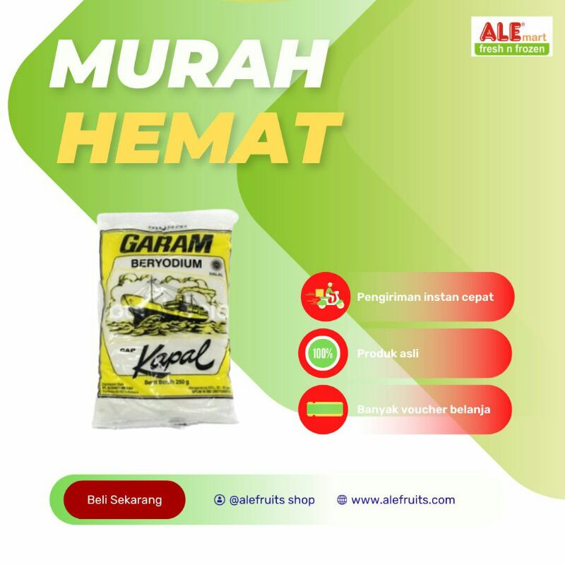 Jual Garam cap kapal 250 gr,garam kapal beryodium,garam halus | Shopee ...
