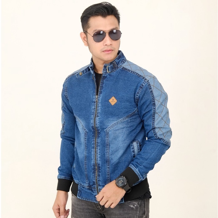Jual jaket bomber denim jeans premium original The Bery | Shopee Indonesia