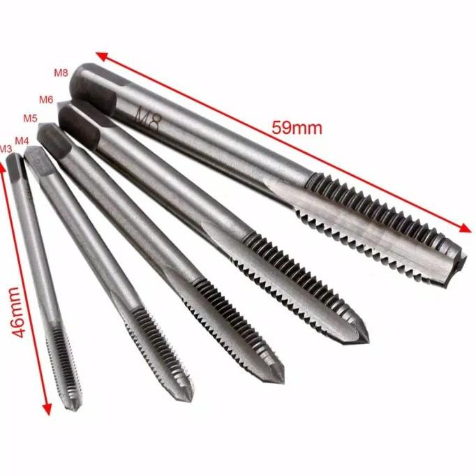 Jual 5Pcs Mata Hand Tap Mata Bor Pembuat Drat Baut M3 M4 M5 M6 M8 | Shopee Indonesia