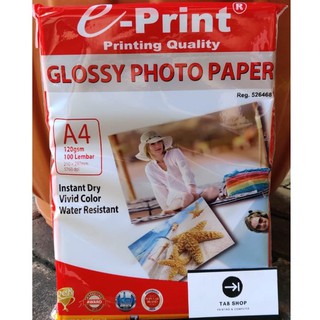 Jual TAB SHOP - EPRINT GLOSSY PHOTO PAPER KERTAS FOTO A4 120 GSM 100 ...