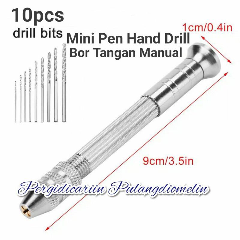 Jual Bor manual Mini Pen Hand Drill dengan 10pcs Mata Bor | Shopee ...