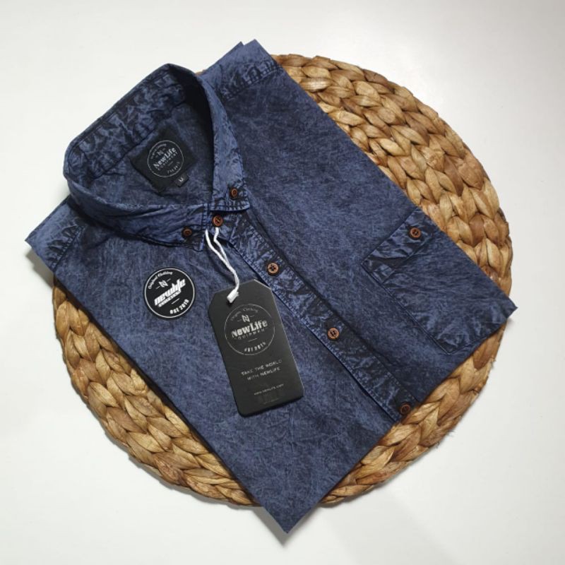 Jual Pakaian kemeja jeans denim pria formal dan casual | Shopee Indonesia