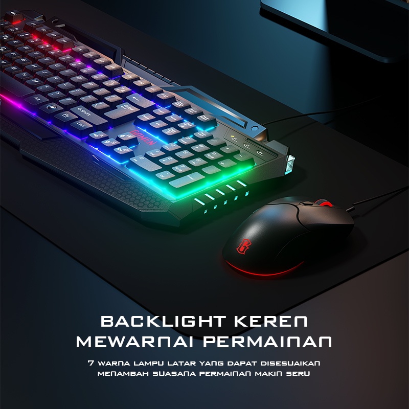 Jual GAMEN Keyboard Mouse Gaming Combo Station II 3600 DPI 7 Mode RGB Backlight Anti-Ghosting 19 ...