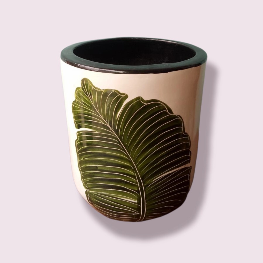 Jual Gerabah / keramik / pot kapsul medium motif / pot Uk T 20cm ...