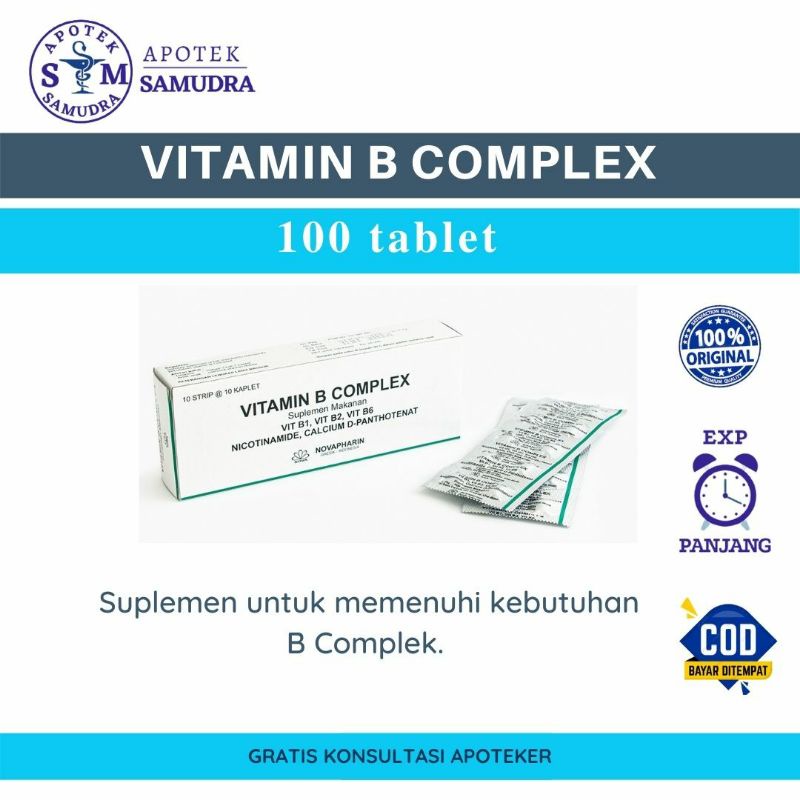 Jual VIT B COMPLEX NOVAPHARIN Tablet - BOX isi 100 tablet vitamin ...