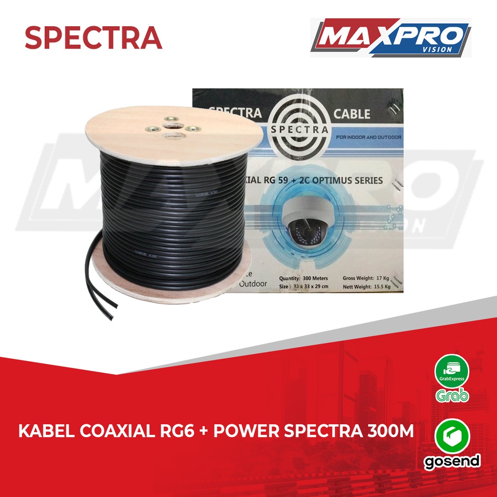 Jual KABEL COAXIAL RG6 + POWER SPECTRA 300 METER | Shopee Indonesia