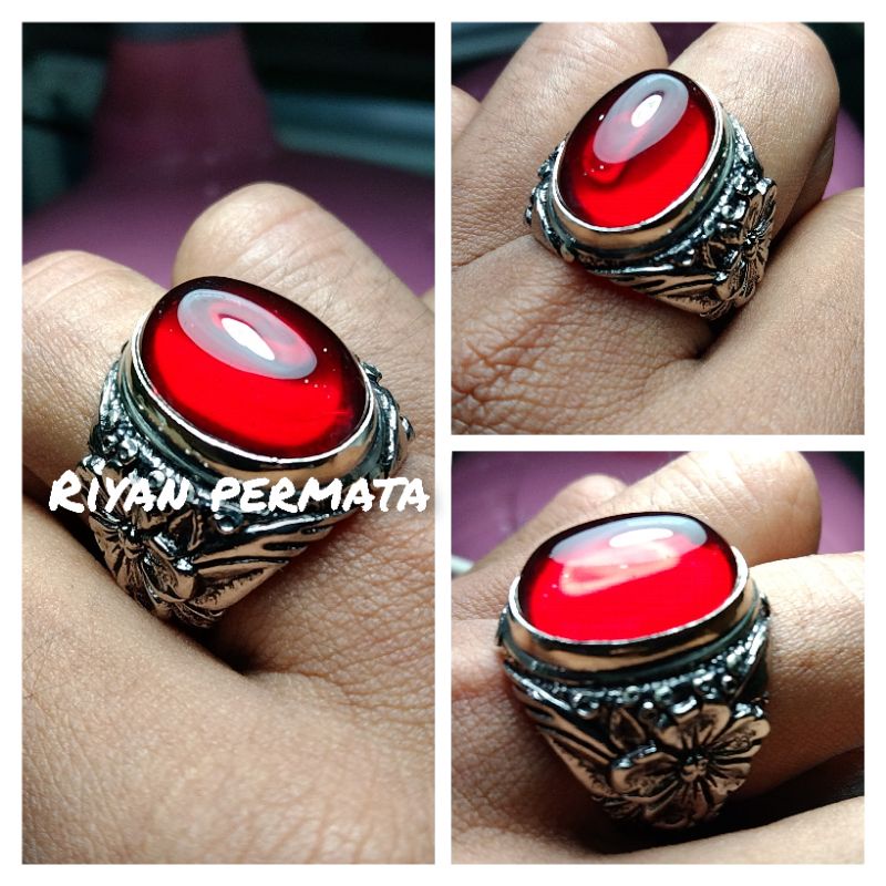 Jual Cincin batu merah delima siam | Shopee Indonesia